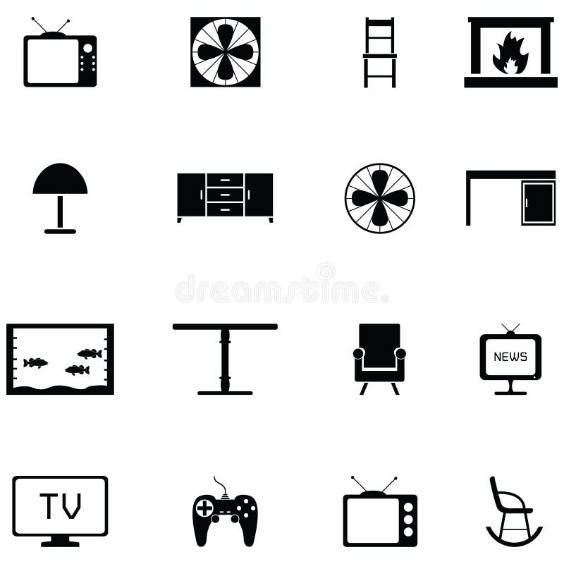 Living room icon set stock vector. Illustration of furniture - 120567042