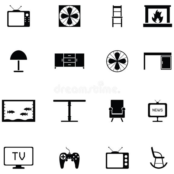 Living room icon set stock vector. Illustration of furniture - 120567042