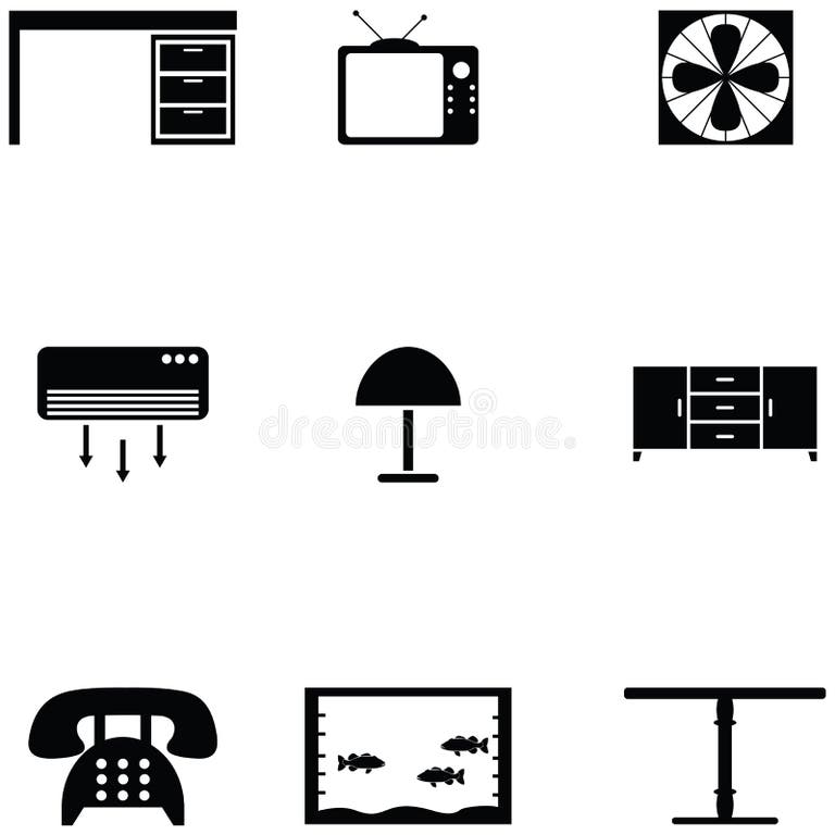 Living room icon set stock vector. Illustration of concept - 120567044