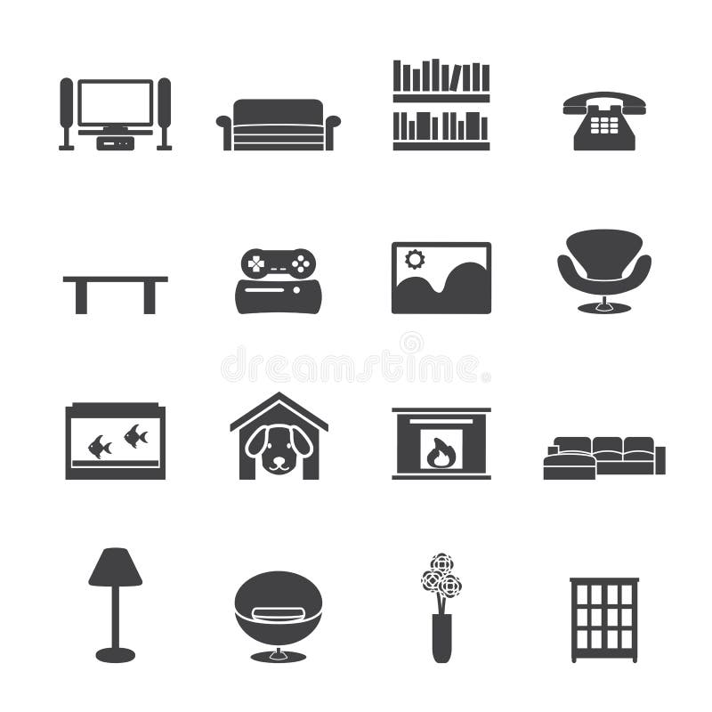Living room icon Set stock vector. Illustration of icon - 54333474