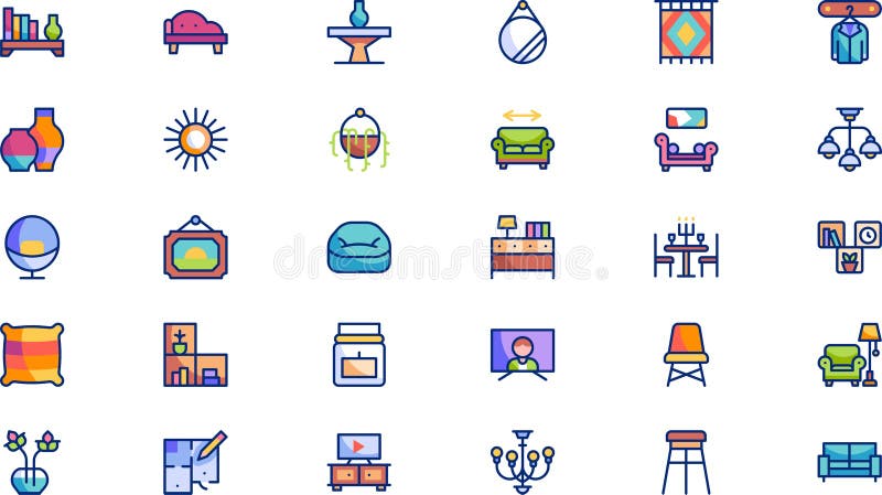 Living Room Icons High-Quality Vector Icons Collection with Editable ...