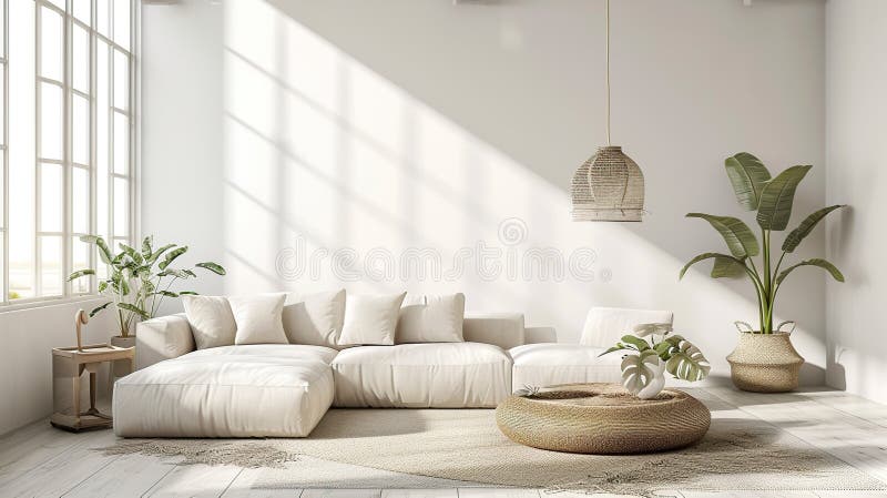 Living Room Interior with Copy Space. Generative Ai Stock Illustration ...