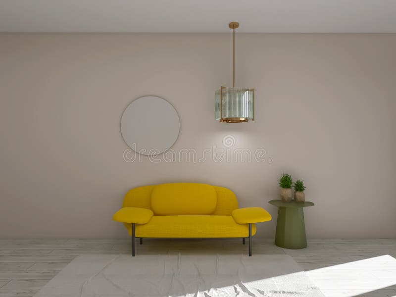 Living Room Interior 3d Render, 3d Illustration Stock Illustration ...