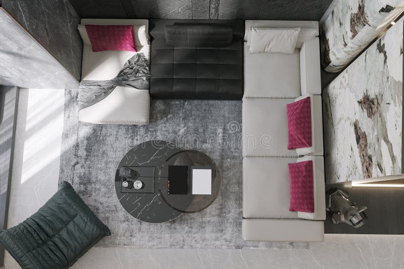 Living Room Interior Design Top View from Floor To Floor Decoration ...