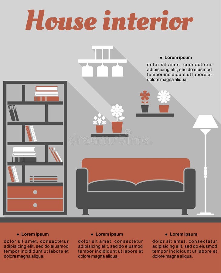 Living Room Interior Infographic Template Stock Vector - Illustration ...
