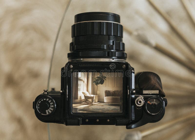 Living Room Interior through the Lens of an Analog Camera Stock Image ...