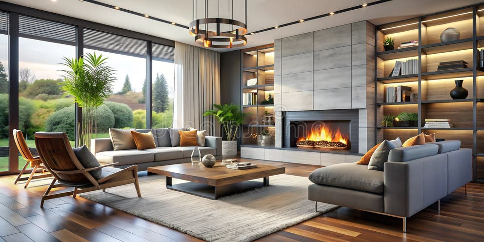 Living Room Interior in Modern Style. Original Interior Design Stock ...