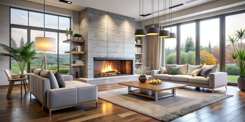 Living Room Interior in Modern Style. Original Interior Design Stock ...