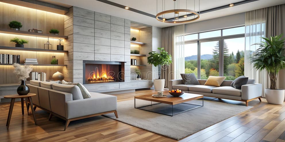 Living Room Interior in Modern Style. Original Interior Design Stock ...