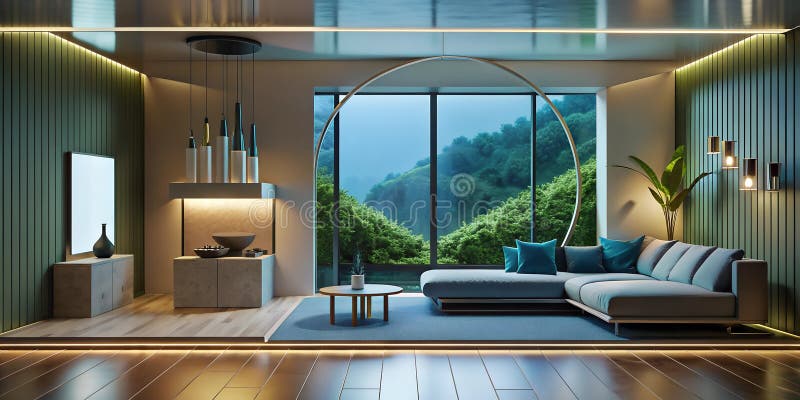 Living Room Interior in Modern Style. Original Interior Design Stock ...