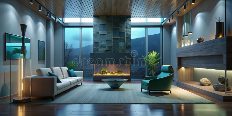 Living Room Interior in Modern Style. Original Interior Design Stock ...