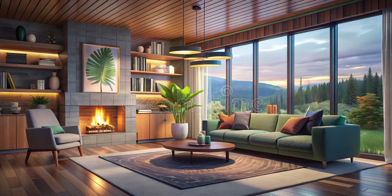 Living Room Interior in Modern Style. Original Interior Design Stock ...