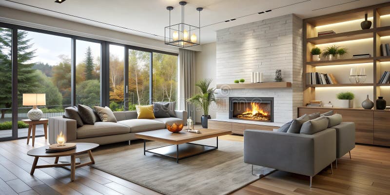 Living Room Interior in Modern Style. Original Interior Design Stock ...