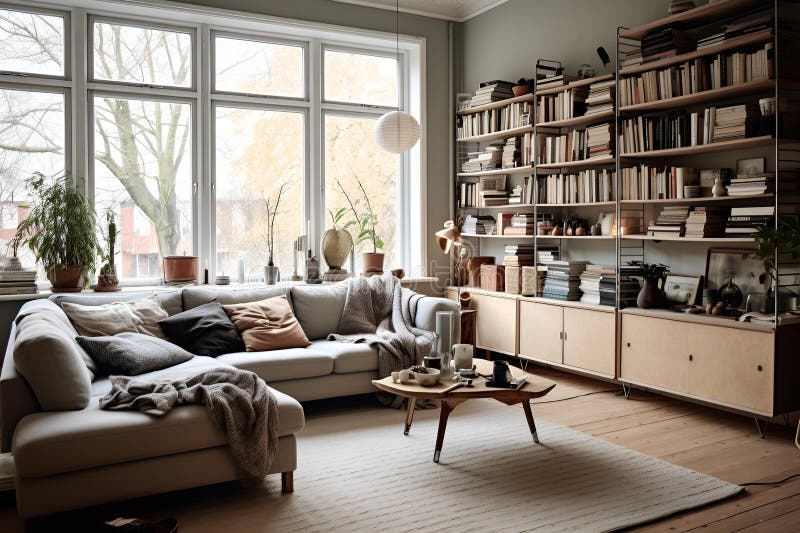 Living Room Interior, Scandi Style. AI Generative Stock Illustration ...