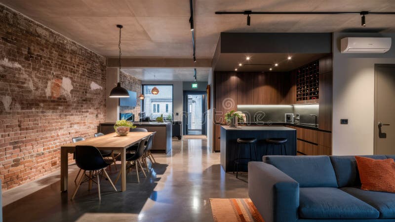 A Brick Wall in an Empty Room with a Light Bulb, AI Stock Image - Image of abstract, wallpaper ...