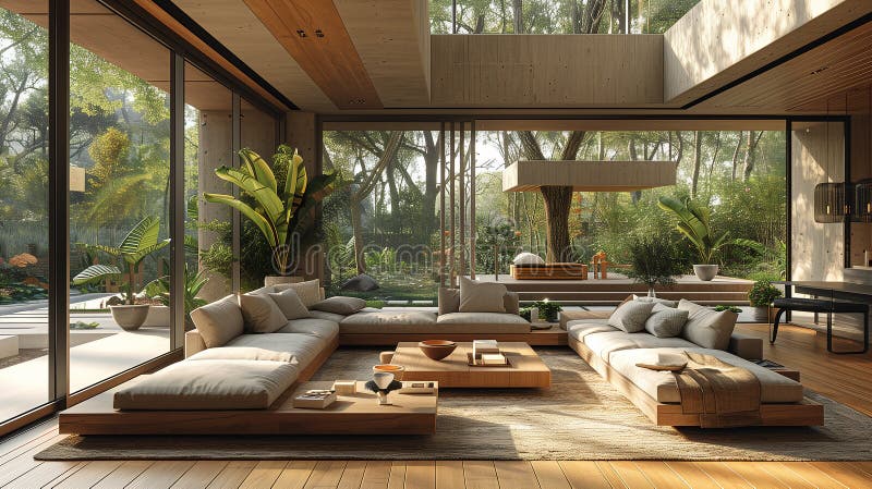 Living Room Large Windows Blur Boundaries between Inside and Outside ...