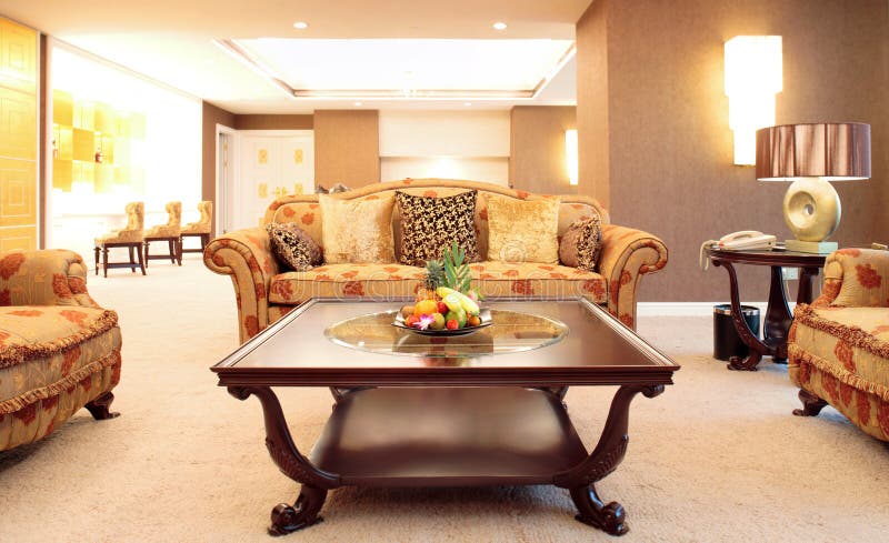 Living Room of Luxury Suite Stock Image - Image of furniture, suite ...