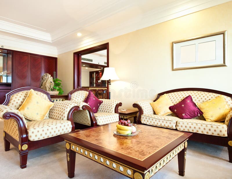 Living Room of Luxury Suite in Hotel Stock Photo - Image of living ...