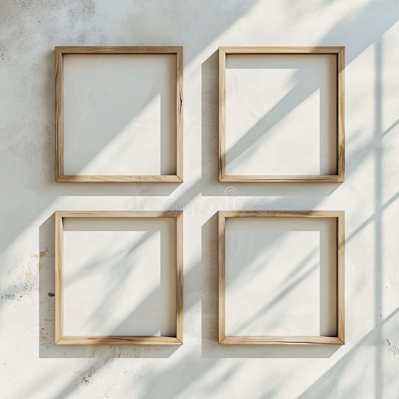 Living Room with Multiple Frames on Wall Stock Image - Image of ...