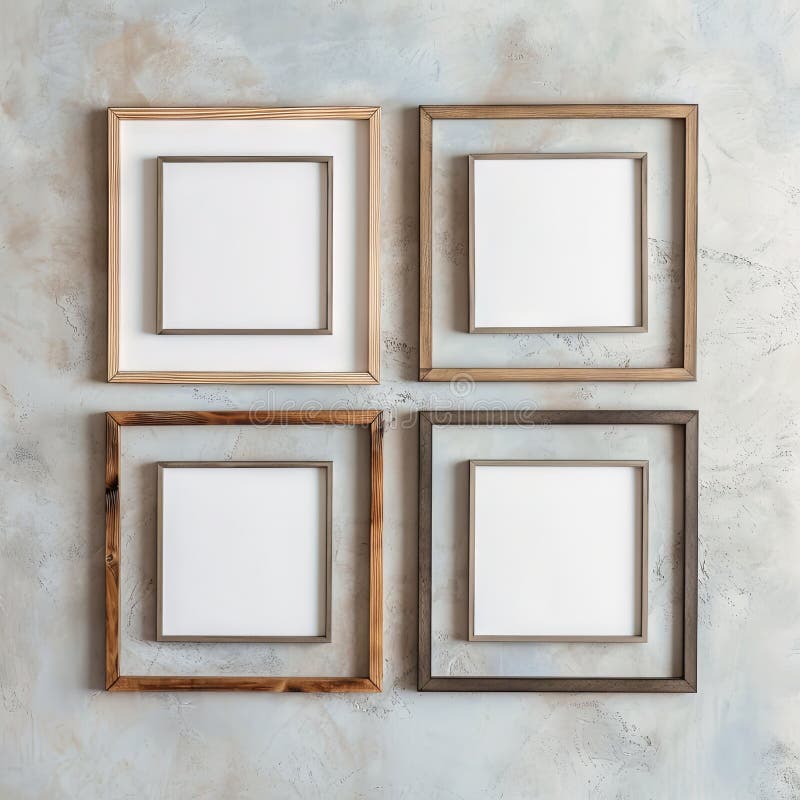 Living Room with Multiple Frames on Wall Stock Photo - Image of ...