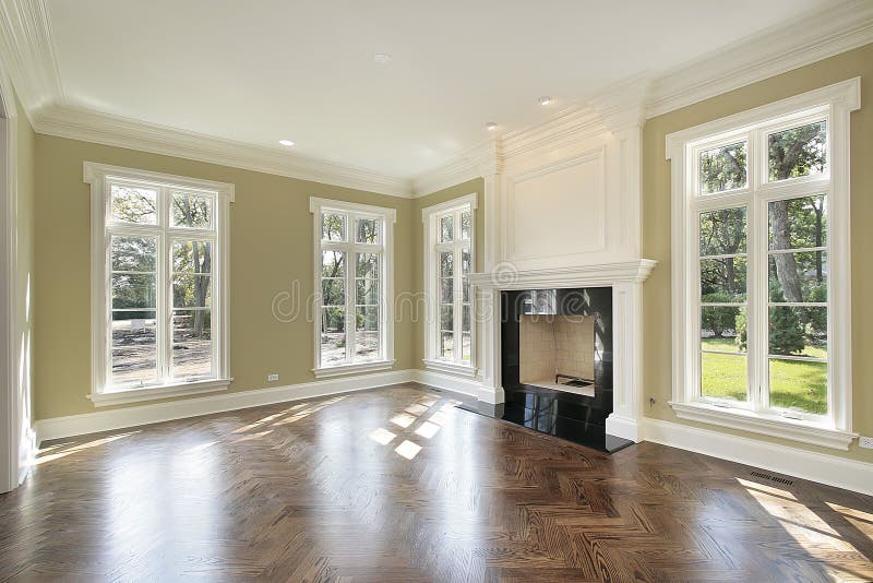 Living Room in New Construction Home Stock Photo - Image of interior ...