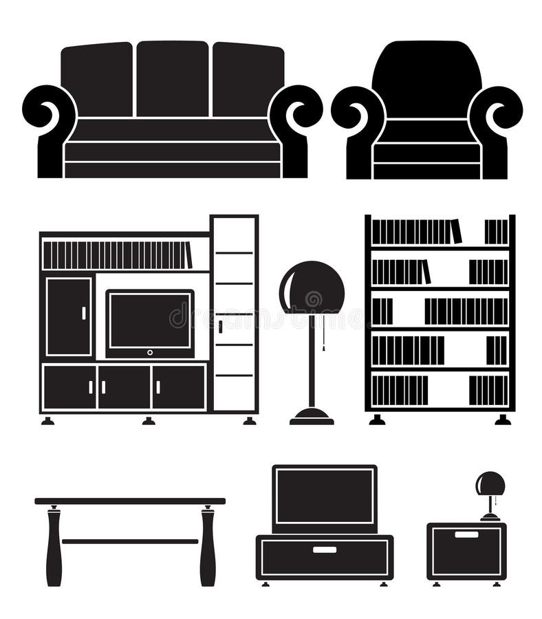 Living Room Furniture Home Interior Design Stock Vector - Illustration ...