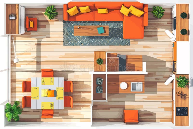 Living Room Plan Top View Isolated Illustration Stock Vector ...