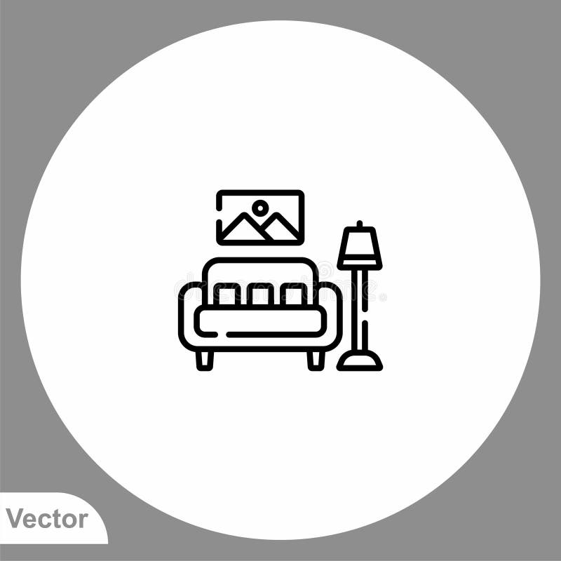 Living Room Vector Icon Sign Symbol Stock Vector - Illustration of ...