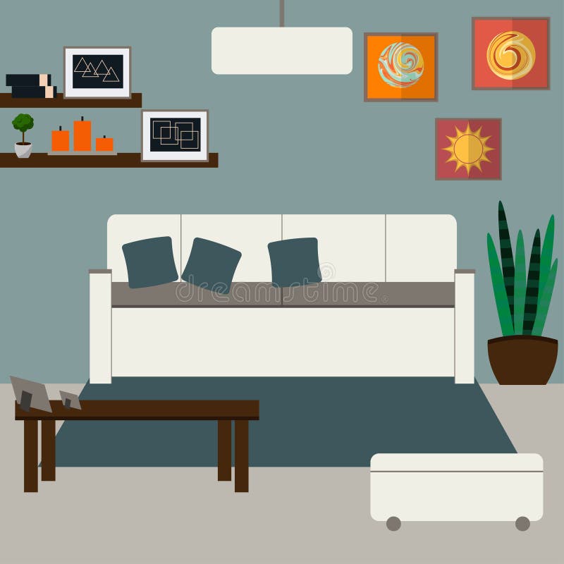 Living Room Vector Illustration. Stock Vector - Illustration of ...