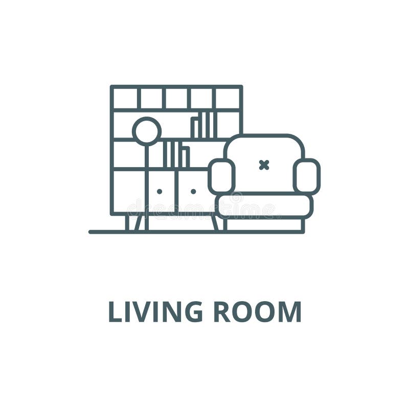 Living Room Vector Line Icon, Linear Concept, Outline Sign, Symbol ...