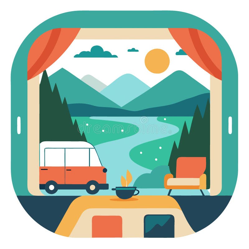 Living in a Van Down by the River. View from Inside Vandwelling Stock ...