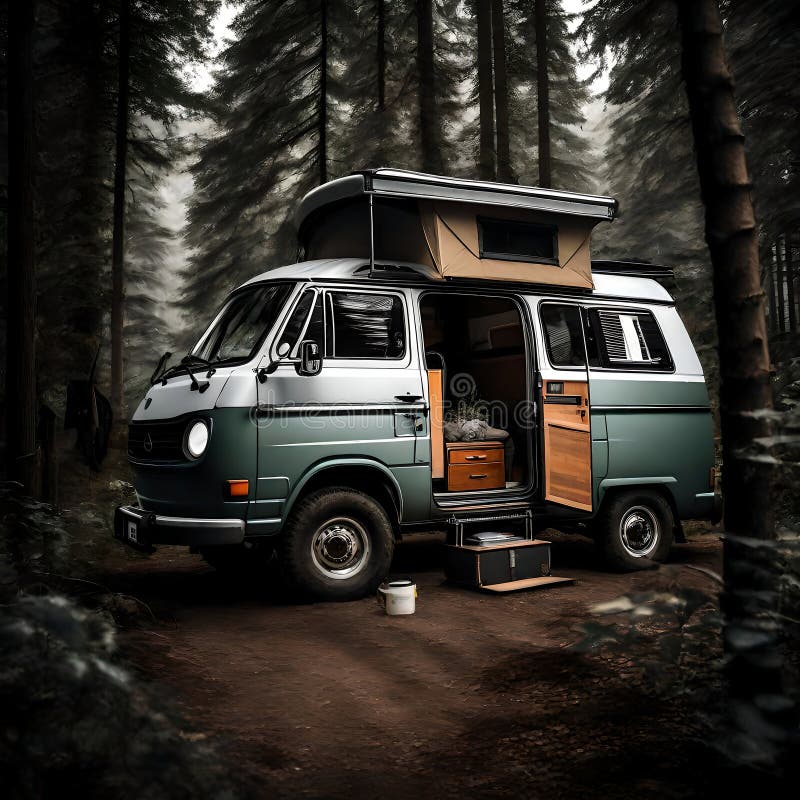 Van Life Living and Travelling - Ai Generated Image Stock Illustration ...