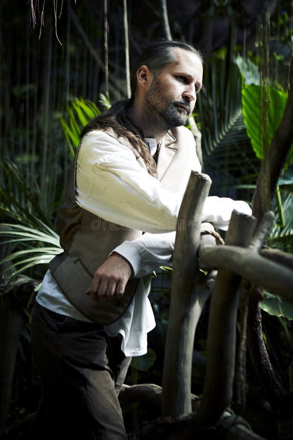 Man in wild forest stock image. Image of story, trophy - 29975627