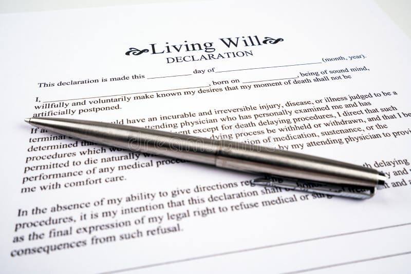 Living Will Declaration Form with Pen Stock Image - Image of ...
