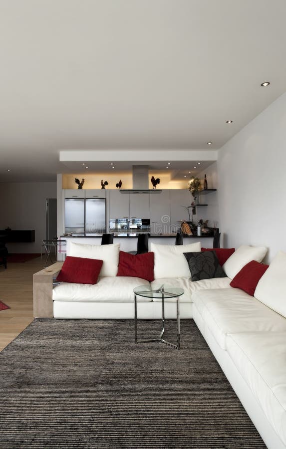 Livingroom, White Long Divan Stock Photo - Image of design, divan: 23167254