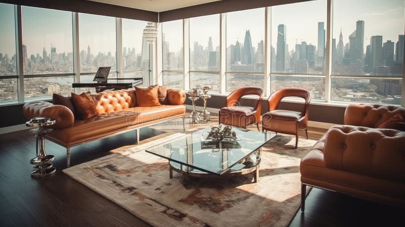 Livingroom Working Area. Modern Interior Design Stock Illustration ...