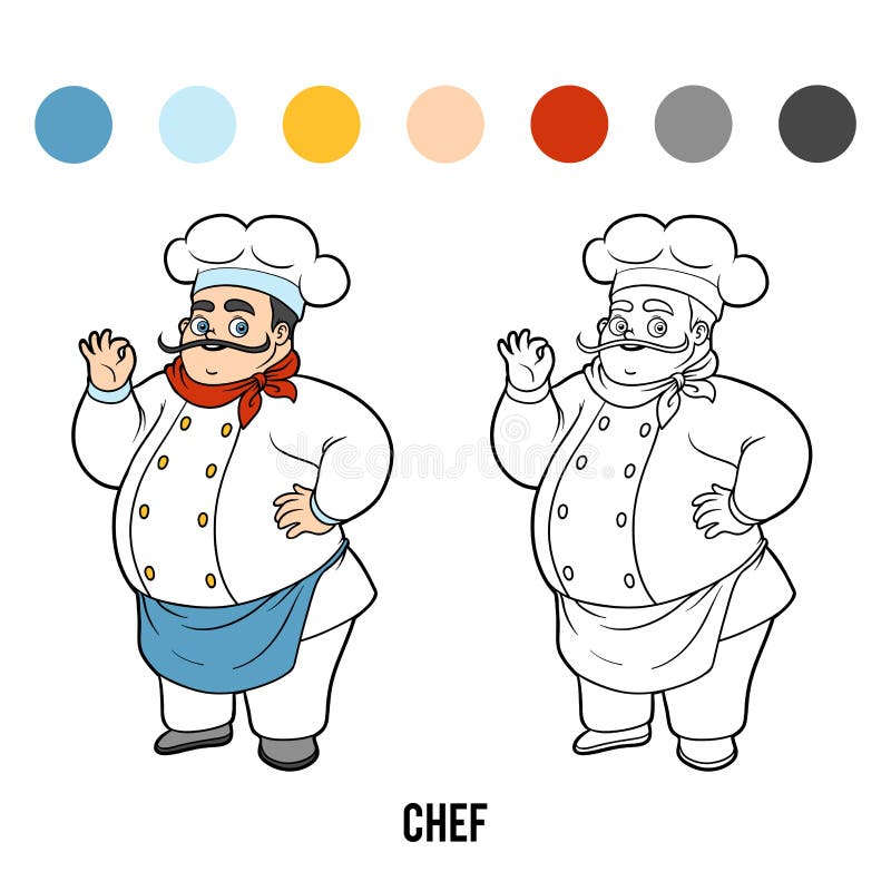 Livre de coloriage, chef illustration de vecteur. Illustration du ...