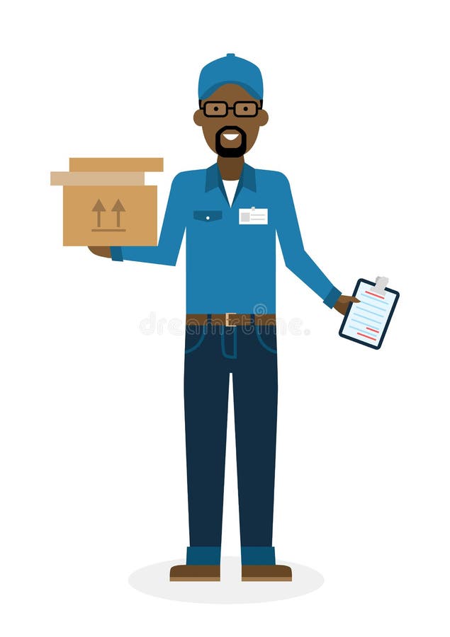 Livreur avec le colis illustration de vecteur. Illustration du postal ...