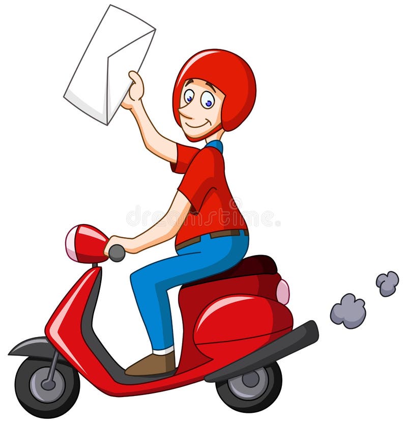 Livreur sur le scooter illustration de vecteur. Illustration du type ...