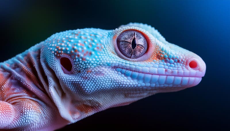Lizard Blue Orange Face Staring Camera Stock Photos - Free & Royalty ...