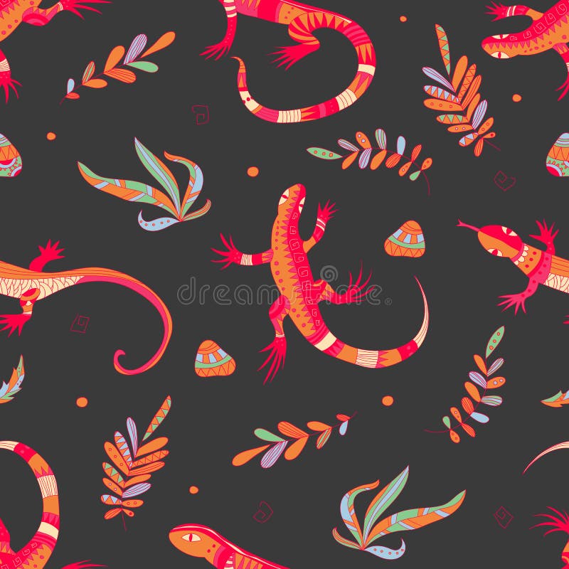 Lizard bright pattern stock vector. Illustration of doodle - 66523867