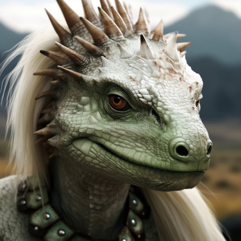 A Lizard with a Collar and Spikes on Its Head Stock Illustration ...