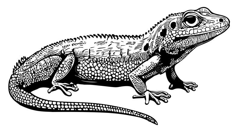 Lizard Crawling Sketch Hand Drawn in Doodle Style Vector Illustration ...