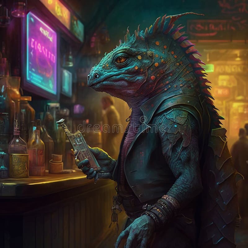 Lizard Cyberpunk Style Creature. Created Using Ai Generative. Stock ...