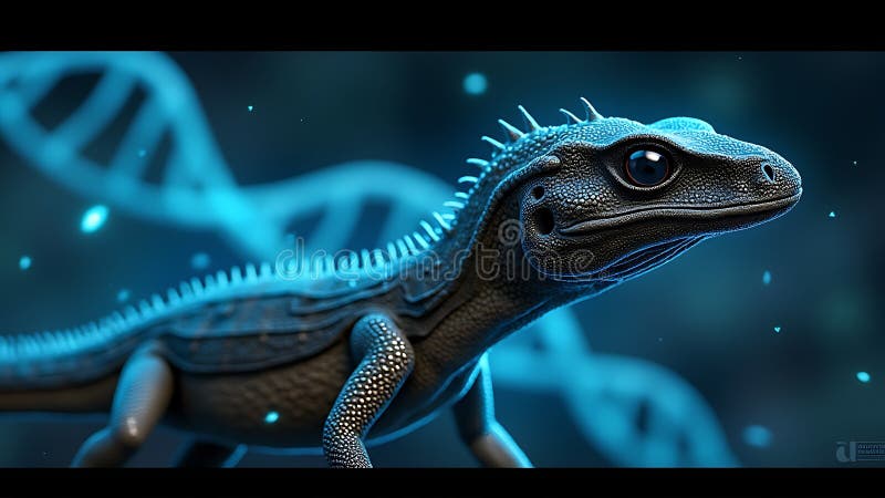 Lizard with DNA Background. Stock Illustration - Illustration of ...