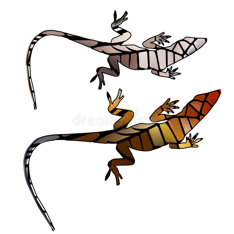 Lizard Figurine in Form of Glowing Stained Glass Stock Illustration ...