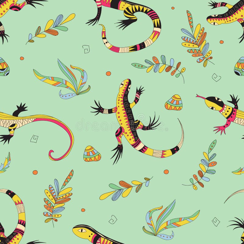 Lizard green pattern stock vector. Illustration of cute - 66523960
