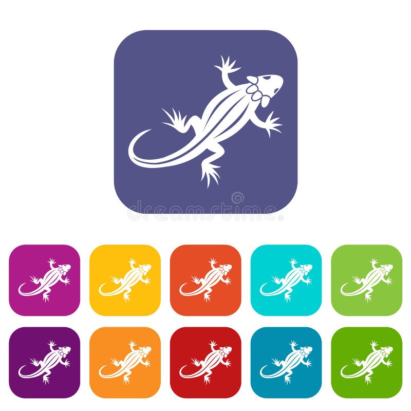 Lizard icons set stock vector. Illustration of animal - 96296621