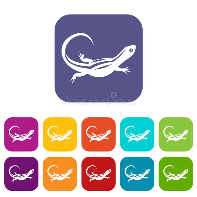 Lizard icons set stock vector. Illustration of sign, blog - 96296685