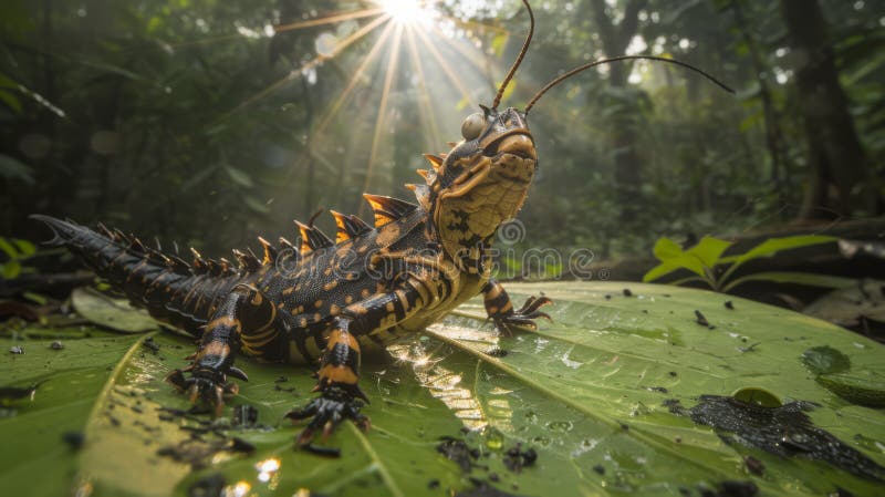 A Lizard and Insect Hybrid with Spikes on Its Back Sitting in the Sun ...